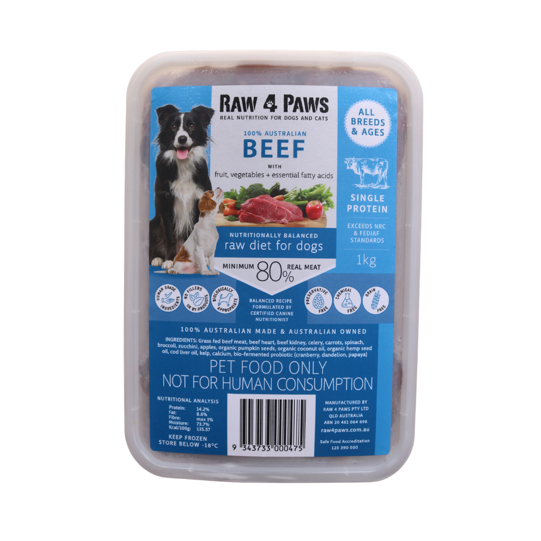 Raw 4 Paws Single Protein Beef Protein Tubs & Portions – Bow Tie Pets AU